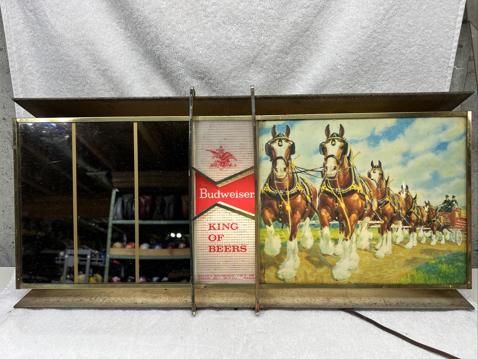 BUDWEISER KING OF BEERS CLYDESDALES LIGHT UP MIRROR SIGN 12”x26” | eBay