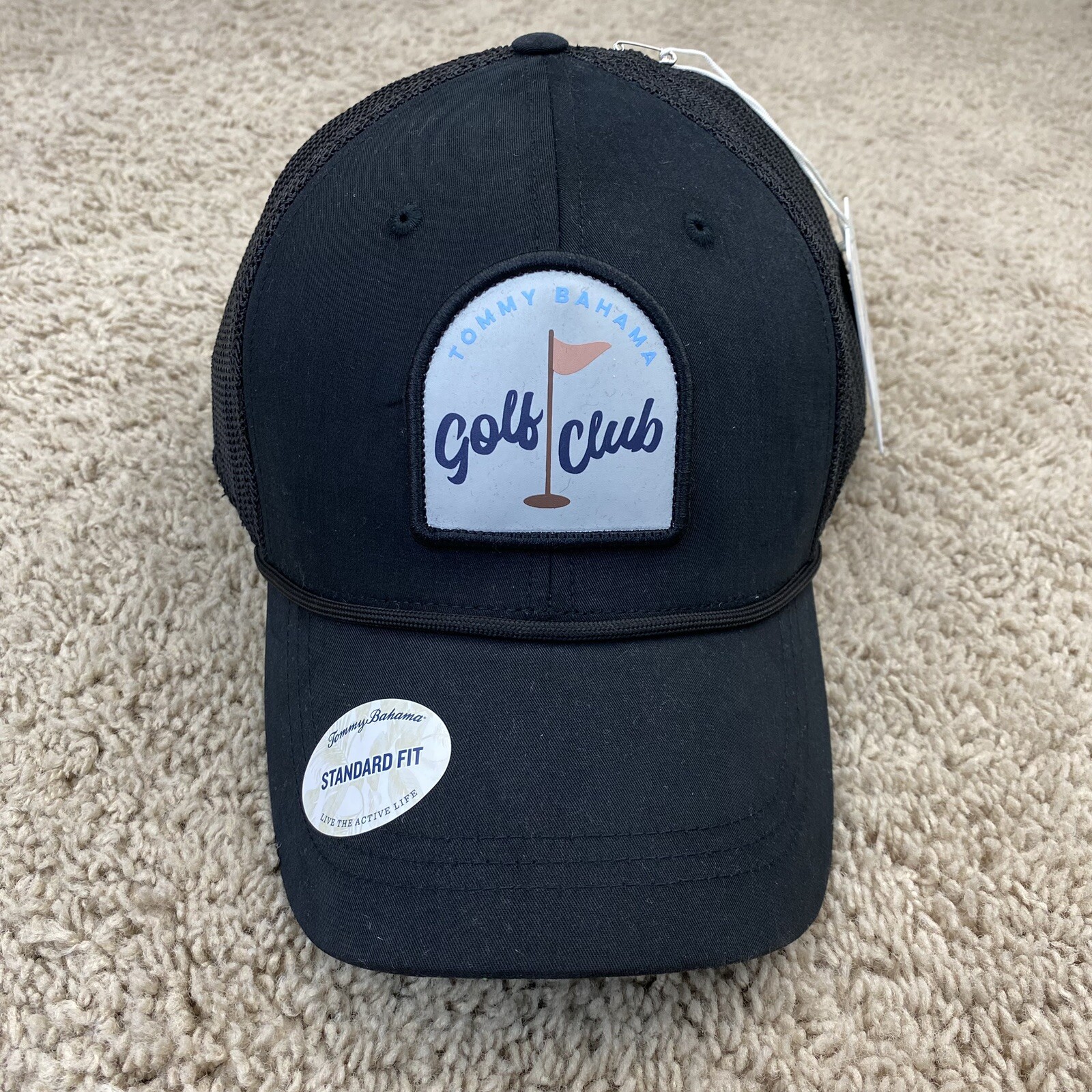 Tommy Bahama Hat Black Mesh Golf Club Patch Logo Snapback Roped ...