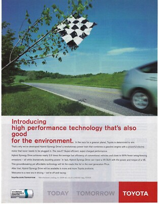 2003 Toyota Tomorrow Tech Hybrid Synergy Drive Vintage Magazine Print ...