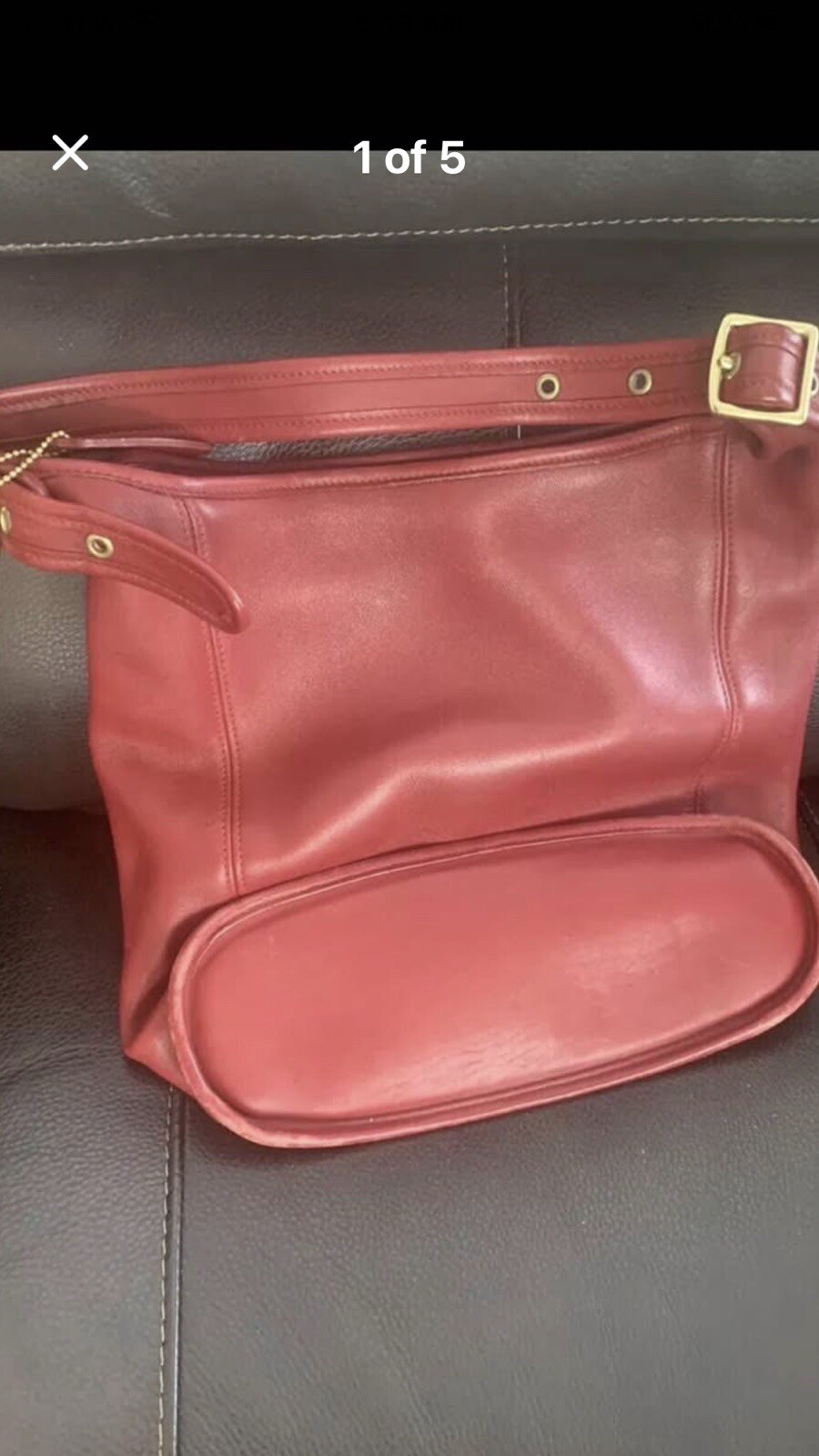 Coach Vintage Slim Duffle Red Leather Crossbody Shoul… - Gem