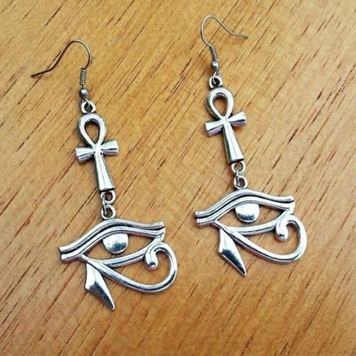 Ancient Egyptian Eye of Horus Ankh Drop Dangle Enamel Earrings + Free ...