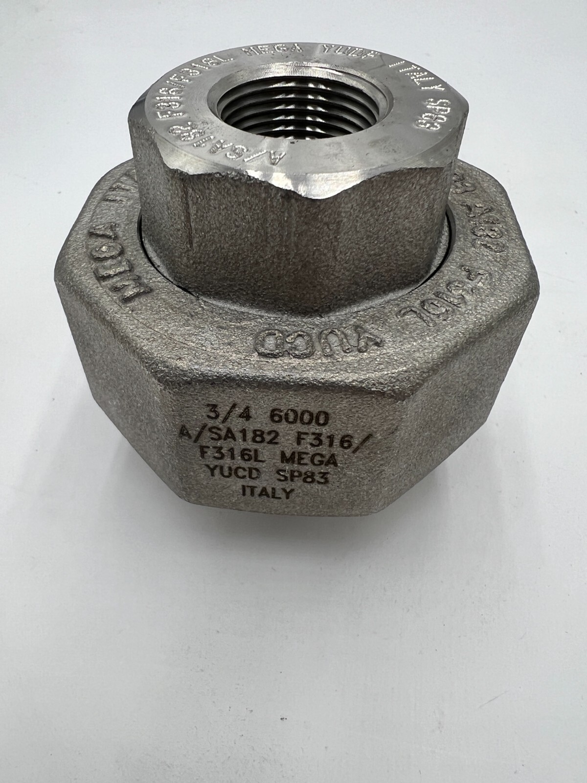 3/4" 6000 Threaded (NPT) Union 316/316L A/SA 182 Forged Stainless Steel ...
