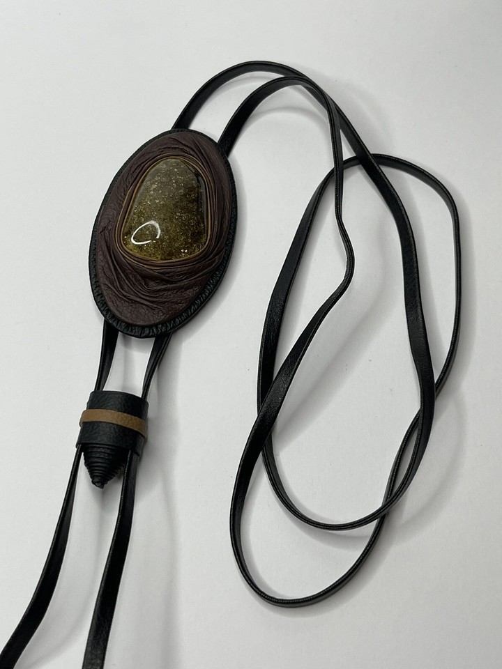 Genuine AMBER LEATHER Bolo Tie.Leather Bolo Tie Necklace for men.Amber ...