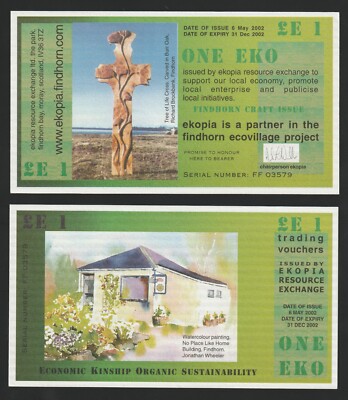 Scotland Findhorn Ekopia - 1 Eko 2002 UNC Local Currency Banknote | eBay UK