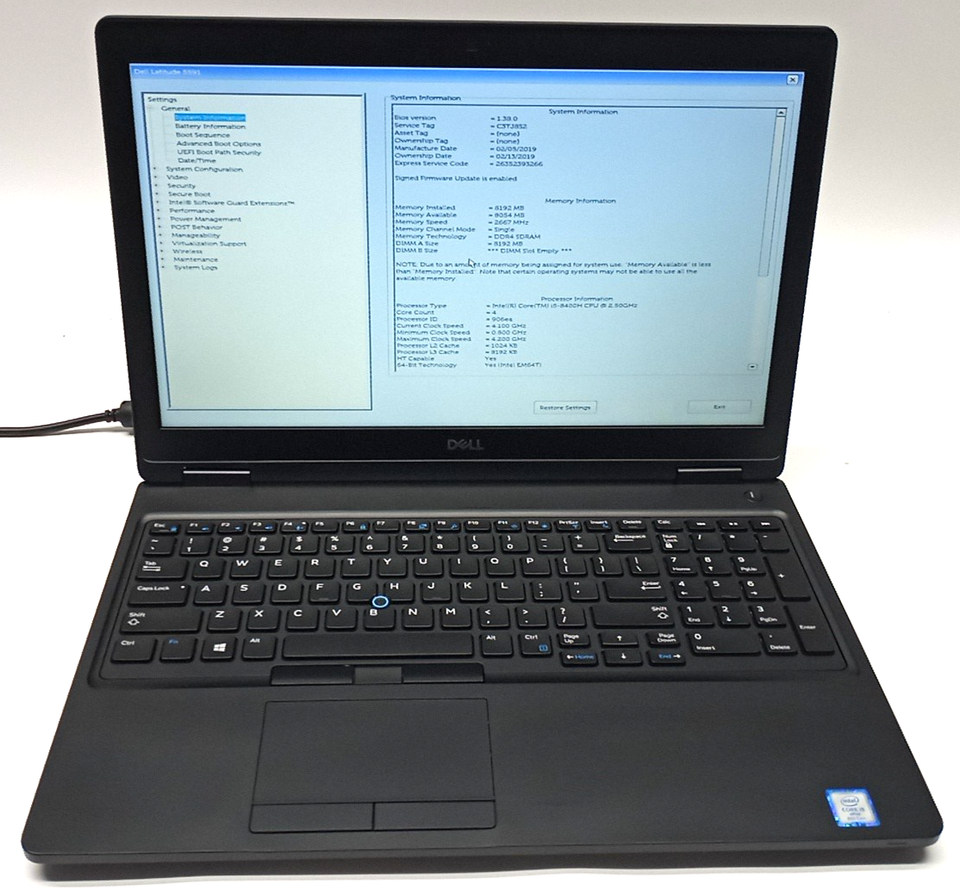 Dell Latitude 5591 15.6" i5-8400H@2.50GHz VPro 8GB/512GB NVMe Win11Pro ...