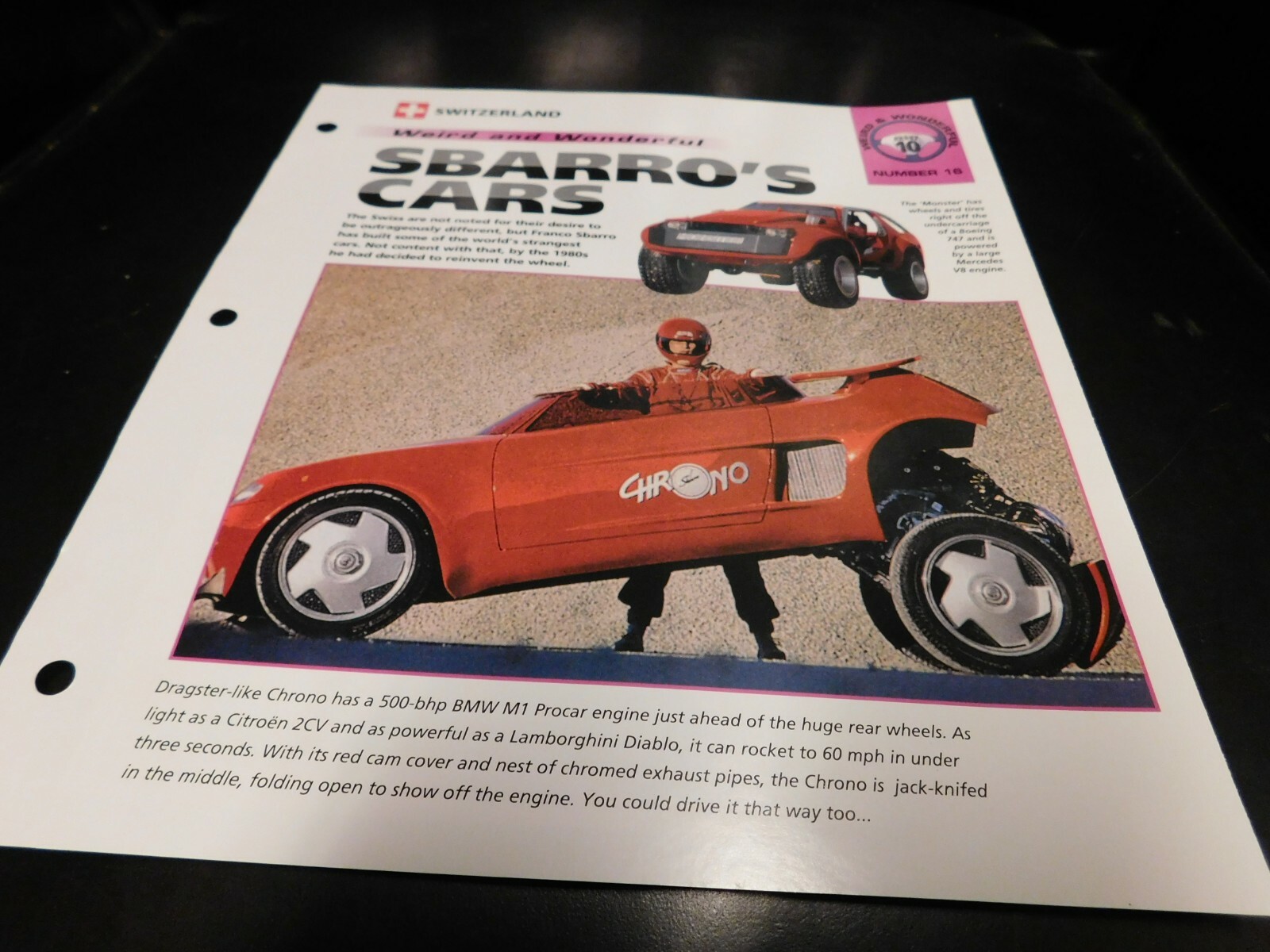 Sbarro's Cars Chrono, Orbital Wheel, Issima Literature Brochure Photo ...