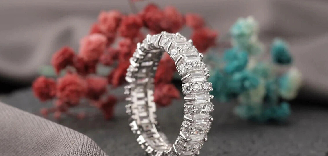 Full Eternity Amazing Design Sterling Silver Round, Baguette Cut ...