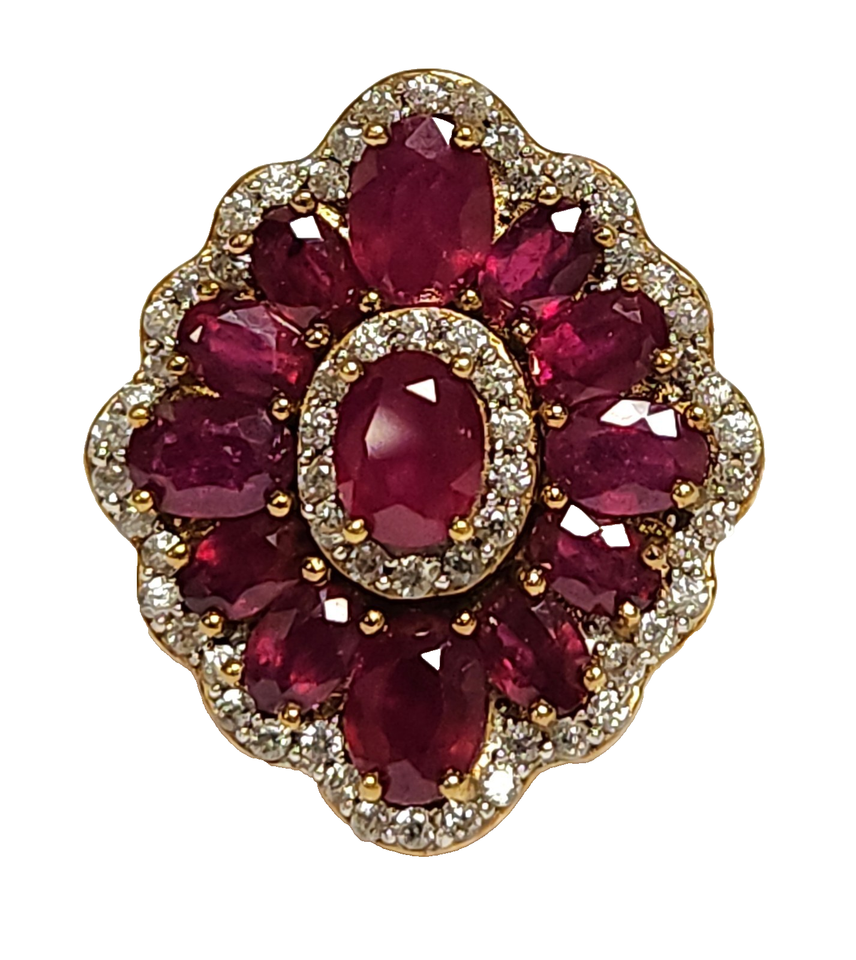 Rarities CAROL BRODIE MLD LC Ruby & White Zircon Gold Over Sterling Silver Ring | eBay