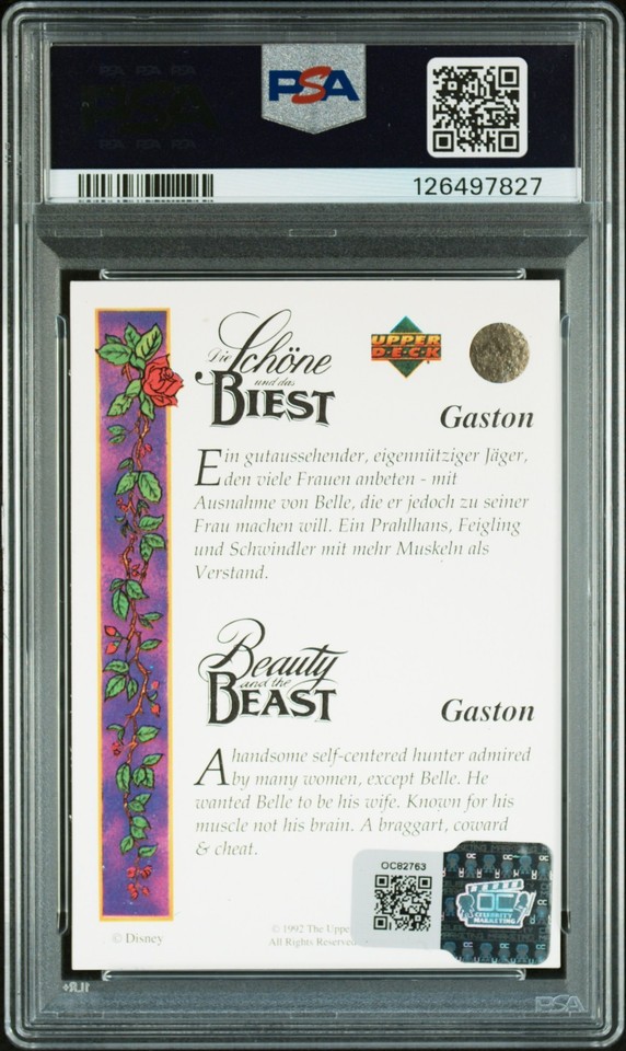 1992 UD DISNEY BEAUTY AND THE BEAST CARD 3 GASTON AUTO RICHARD WHITE ...