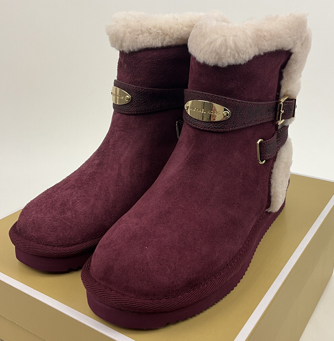 Michael Kors Women’s US, Size 6 Tracey Winter Boot Merlot Red Suede Fur ...