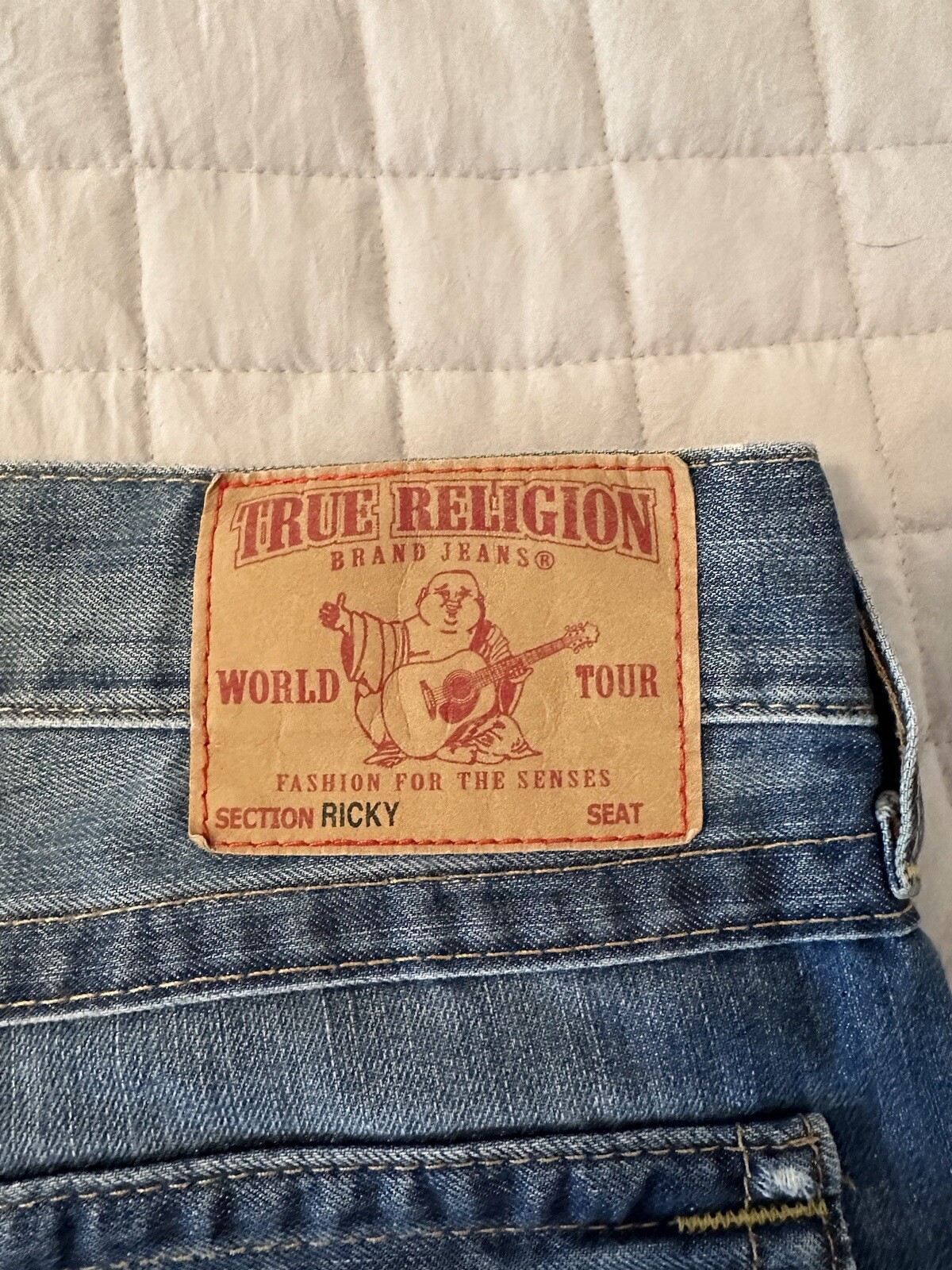 True Religion Men's Size 38x32.5 Blue Jeans Straight Leg RN# 112790 CA ...