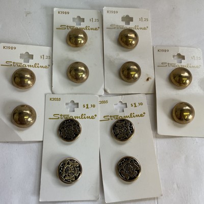 12 Streamline Buttons NOS On Cards Crest And Goldtone Domes | eBay