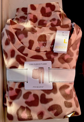 Ladies Women’s Cosy Fleece Leopard Animal Print Pj’s Primark Pyjamas ...