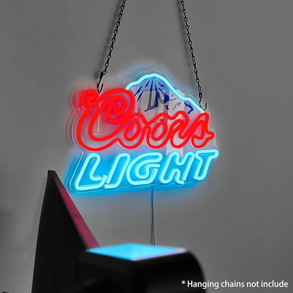 LED Neon Beer Sign Man Cave Home Bar Wall Decor Light Up Mountain ...