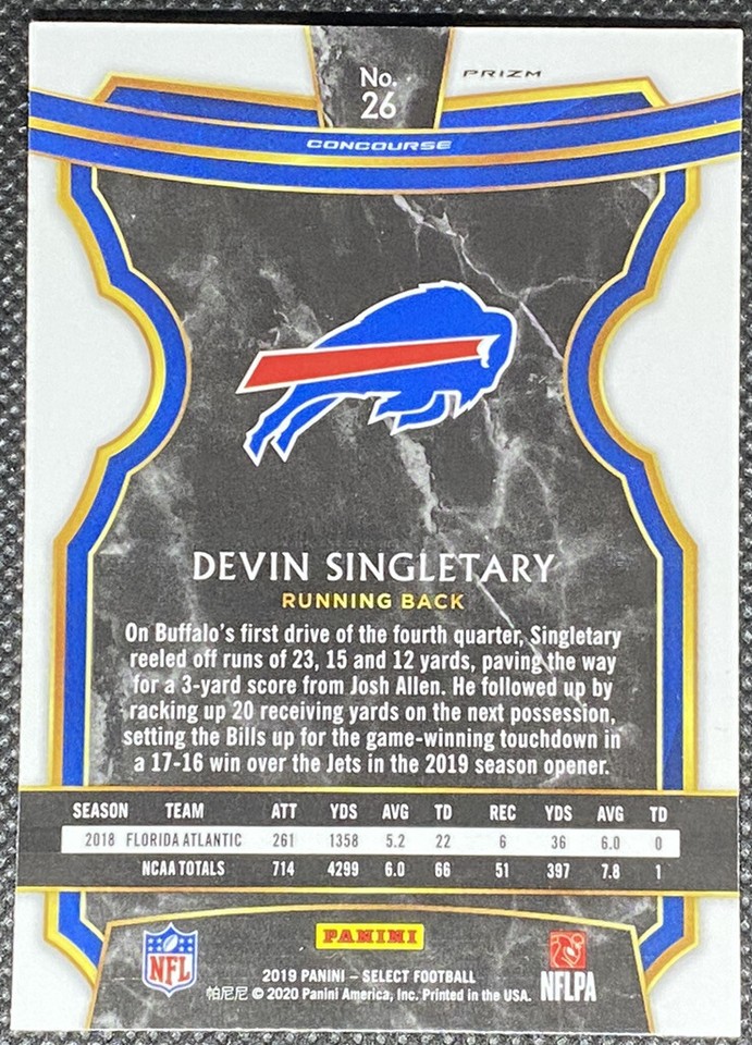 Devin Singletary RC 2019 Select SILVER Concourse Rookie # 26 Texans | eBay