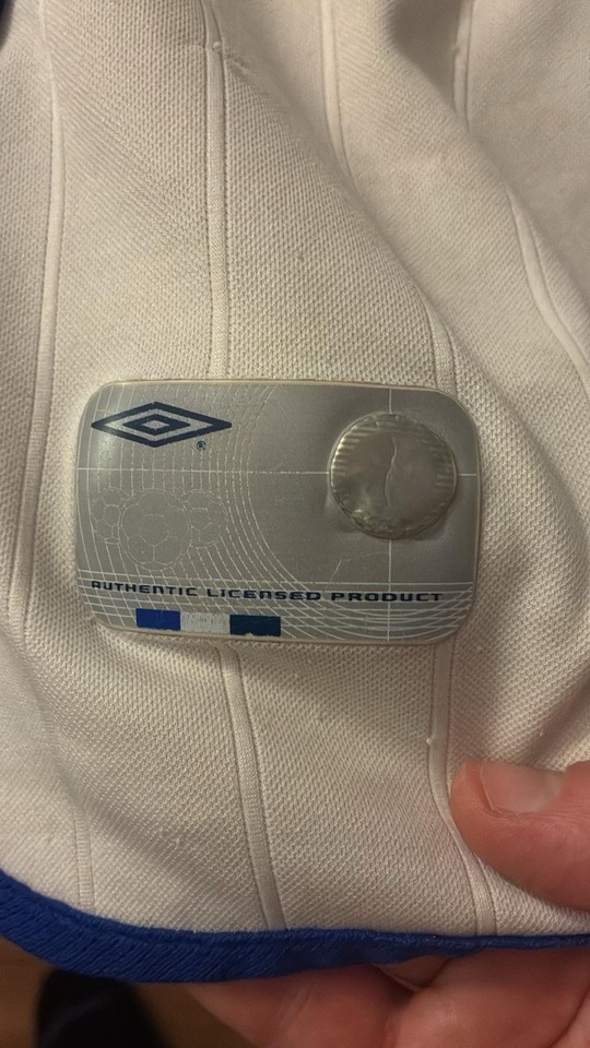 Umbro Chelsea FC Fly Emirates Jersey White Blue Pinstripe Vintage ...