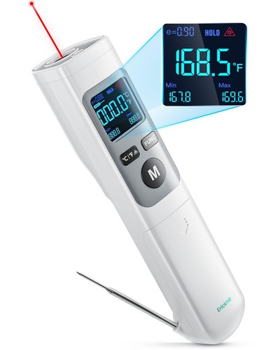 Infrared Thermometer Gun, Heat Temp Temperature Gun with Meat Probe 2 ...