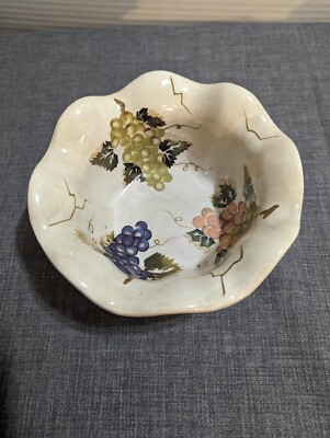 Bowl with Grapes - Cabernet Hand Painted Collection - by Tabletops ...