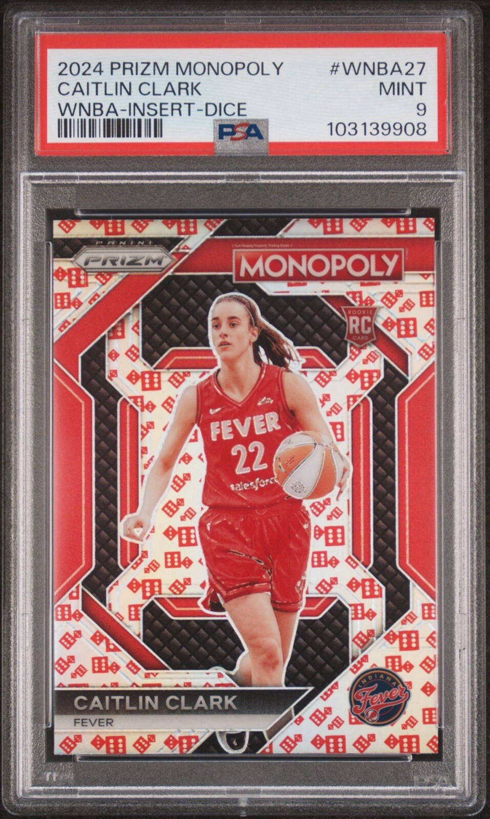 2024 Prizm Monopoly Caitlin Clark Dice Parallel WNBA PSA 9 Color Match ...