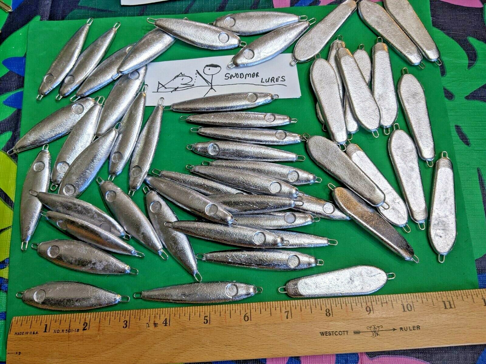 50 -1.5 oz SHAD SLAB MINNOW FISHING JIGGING LURE CASTING LEAD SPOONS ...