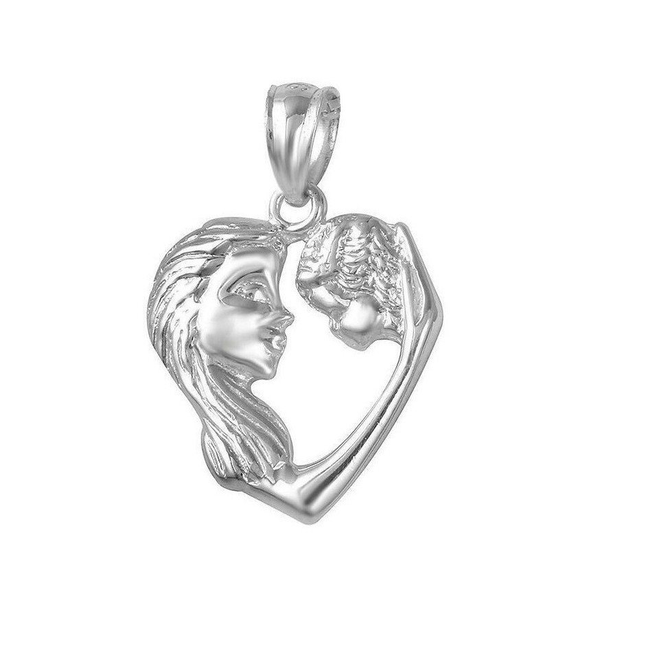 Sterling Silver Mother & Baby Child Heart Pendant /Charm, Made in USA ...