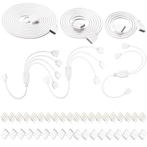 KUANVE 4 Pin LED Light Strip Connector Kit, 3 Pcs RGB White - 46 | eBay