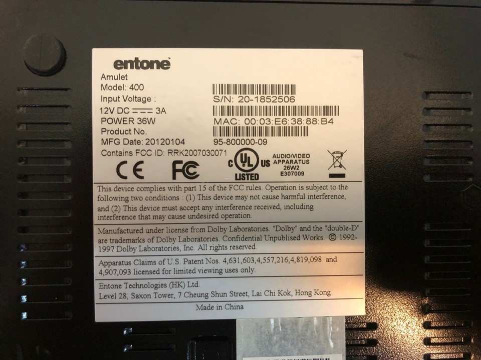 Entone Amulet Hybrid Hydra HD Multi-Television Video Gateway 400 95 ...