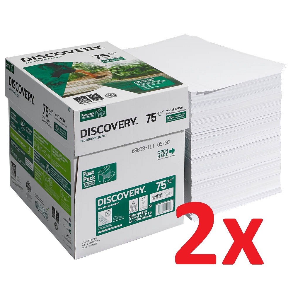 2500 5000 Blatt DISCOVERY Kopierpapier DISCOVERY DIN A4 75 g/qm Maxi ...