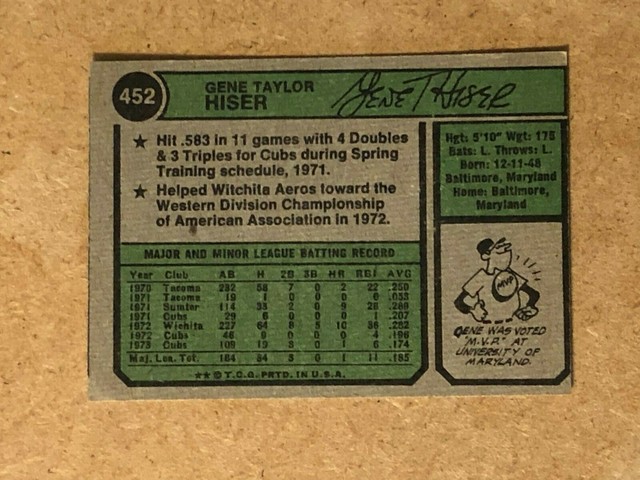 1974 Topps - #452 Gene Hiser for sale online | eBay