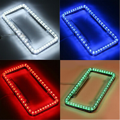 12V Green Car Muti-Models Flashing LED Light License Plate Frame Cover ...