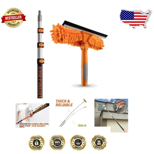 High-Quality Window Cleaning Kit: 24ft & Washable Microfiber Head ...