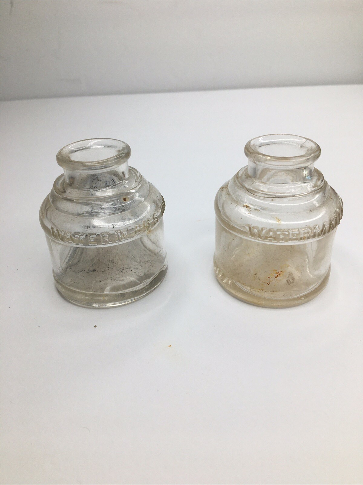 2 Vintage Waterman's Ink Bottle Clear Glass 2 Oz Bottle Jar USA ...