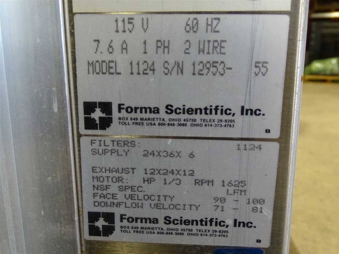 Forma Scientific Fume Hood 115 V 60Hz 7.6A 1 PH 2 Wire , Model 1124 | eBay