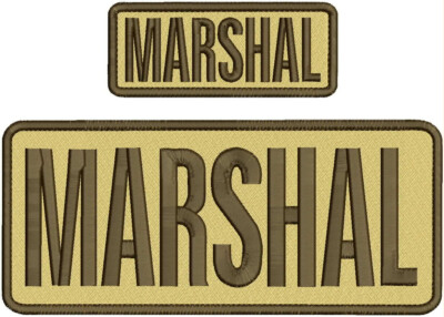 MARSHAL EMBROIDERY PATCH 4X10 AND 2X5 HOOK ON BACK TAN/BROWN | eBay