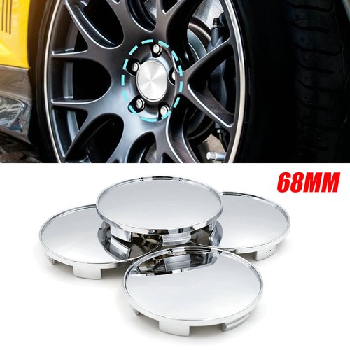 4Pcs/Set Car Wheel Rim Center Hub Caps Cover 68MM Chrome Silver Car ...