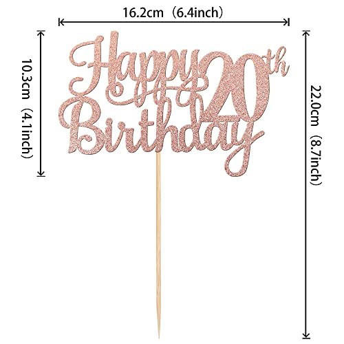 1 PCS Happy 20th Birthday Cake Topper Glitter Cheers to 20 Years Rose ...