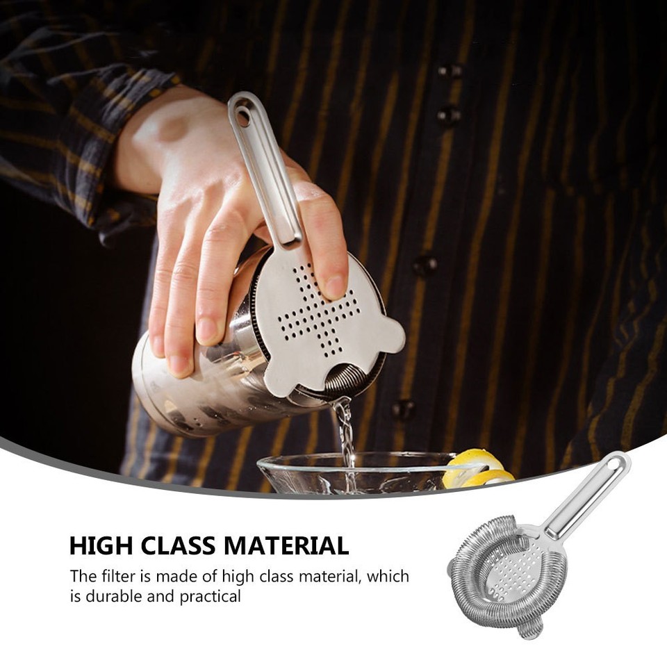 Stainless Steel Strainer with Handle Ice Filter for Drinks Bar Cocktail ...