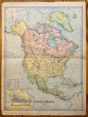 1899 Map NORTH AMERICA from TWENTIETH CENTURY ATLAS AND ILLUSTRATED ...