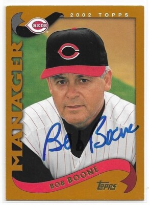 BOB BOONE Autographed Signed 2002 Topps card #304 Cincinnati Reds COA ...
