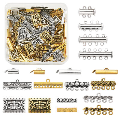 148pc Brass Magnetic Slide Lock Clasps Alloy Links /Iron Slide On End ...