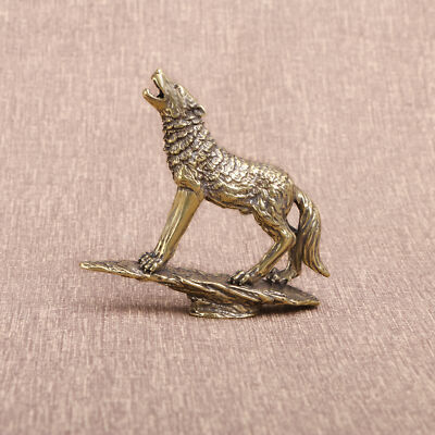 Copper Wolf Coyote Tabletop Decoration Tea Pet Handicraft Antique Wolf ...