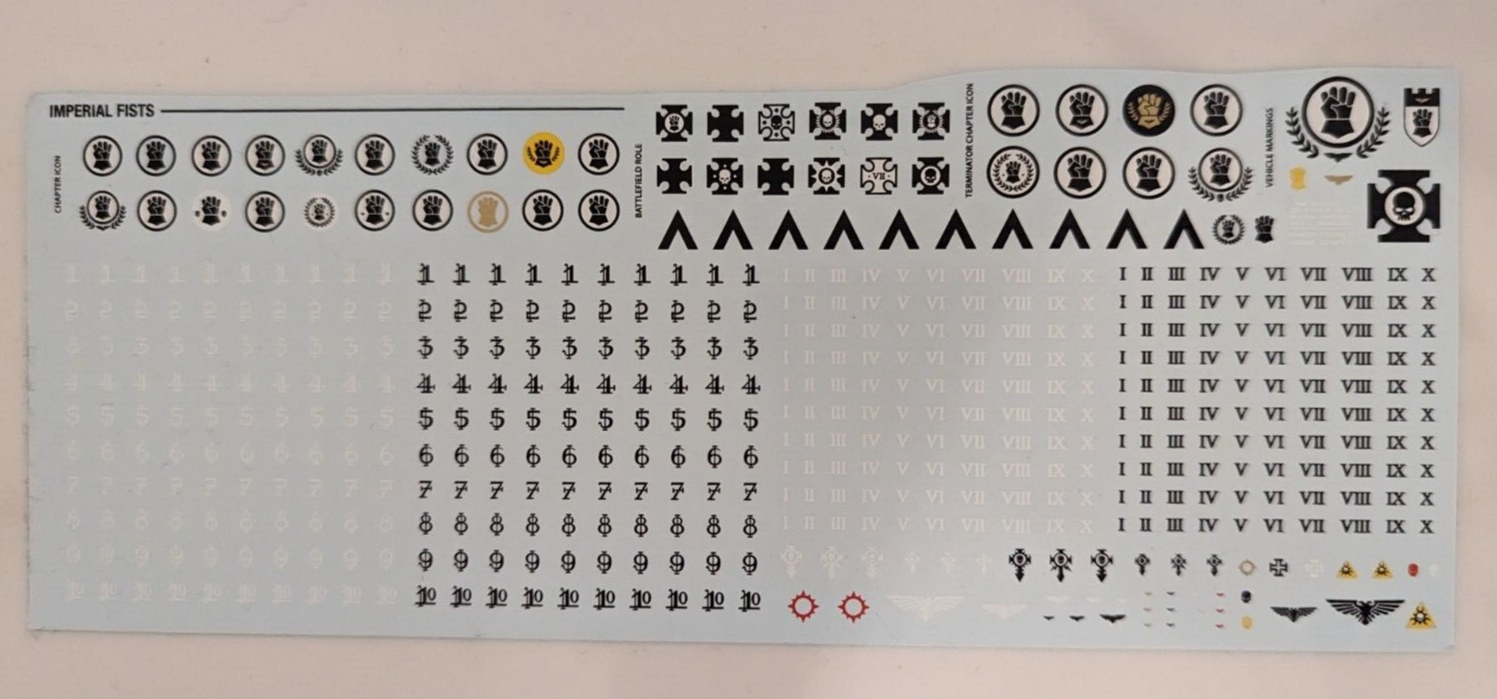 Imperial Fists Transfers Sheet Leviathan Space Marine decals Warhammer ...