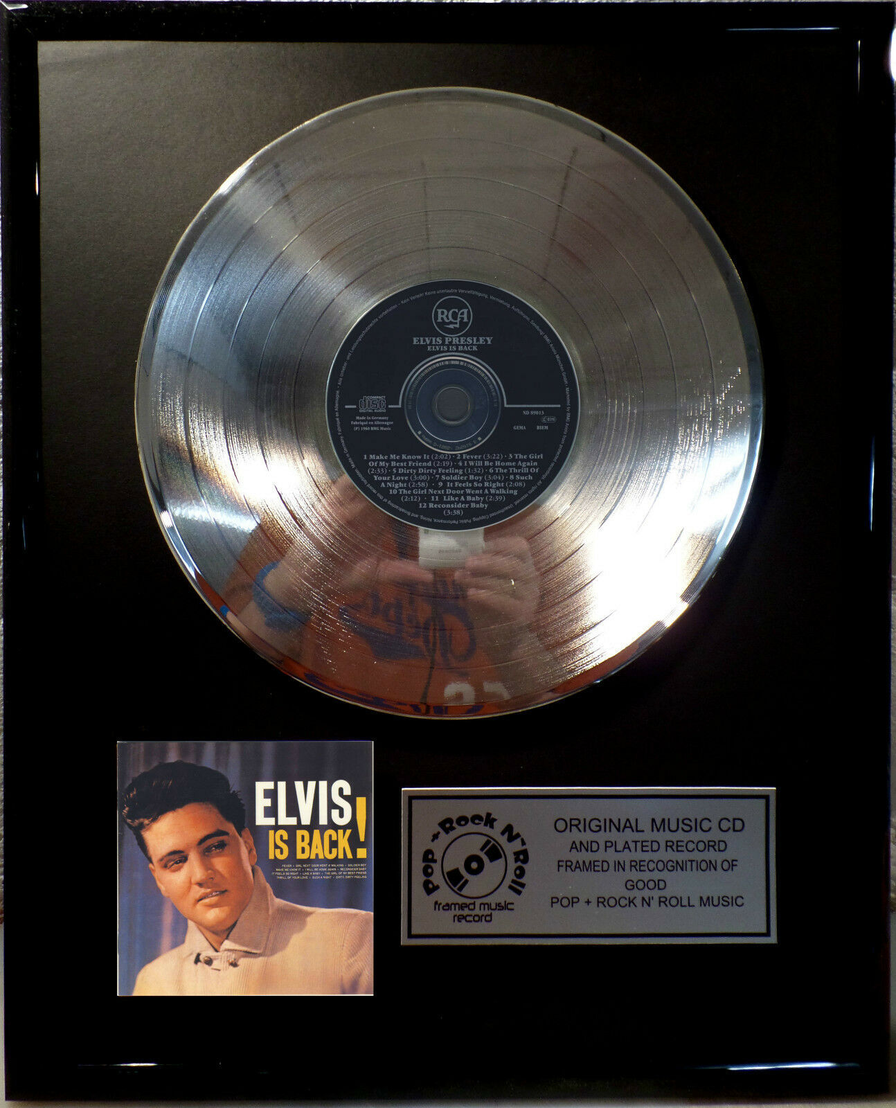 Elvis Presley Elvis is Back original CD/Cover +12" gerahmt goldene ...