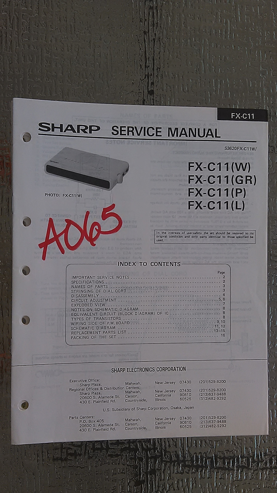 sharp fx-c11 w gr p l Service Manual Original Repair book alarm clock ...