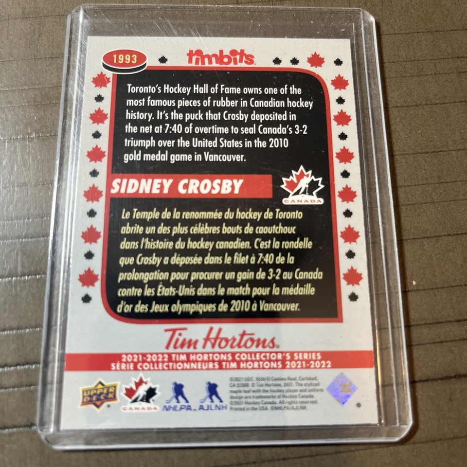 2021-22 Upper Deck Tim Hortons Team Canada Timbits Sidney Crosby Canada ...