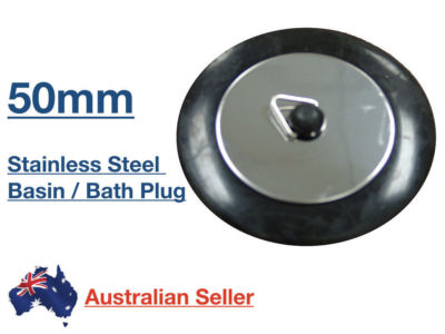 Kinetic 50mm Stainless Steel Basin Sink Bath Plug Rubber Black Waste ...
