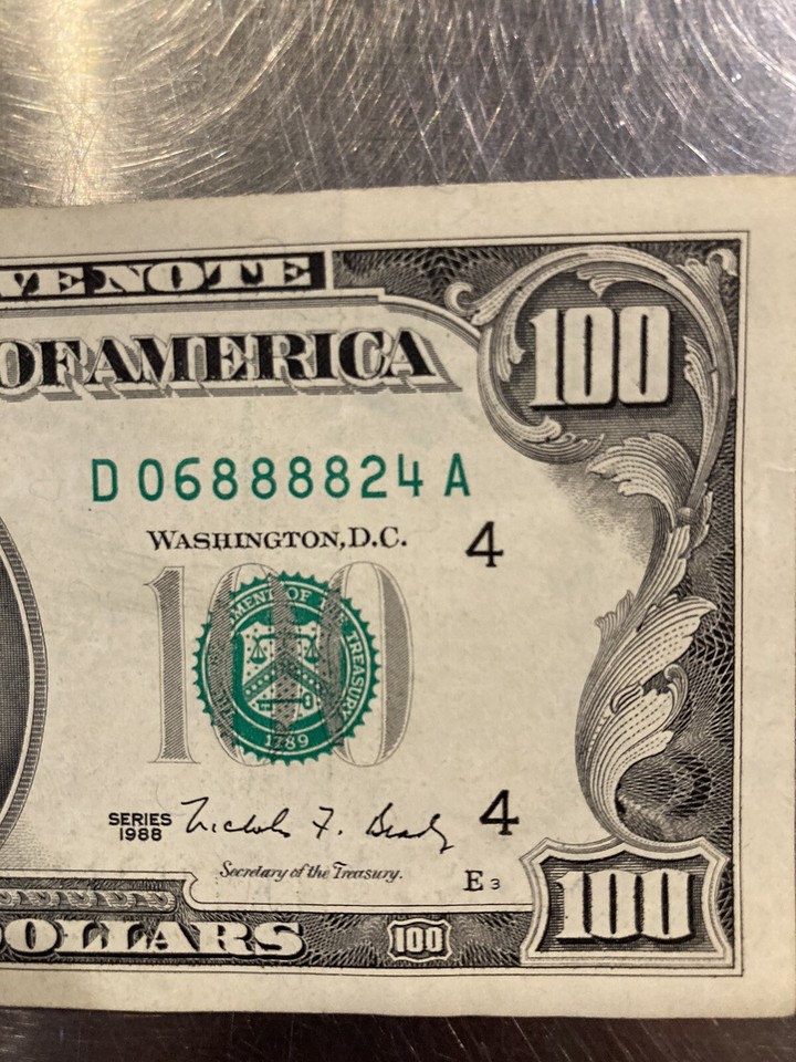1988 Series Fancy Serial number ⚡️$100 One Hundred Dollar Bill Note | eBay