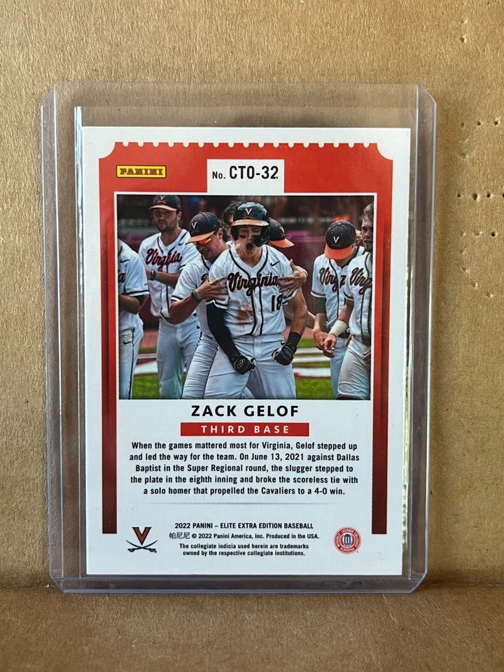 Zack Gelof 2022 Panini Elite Extra Edition College Ticket #CTO-32 | eBay