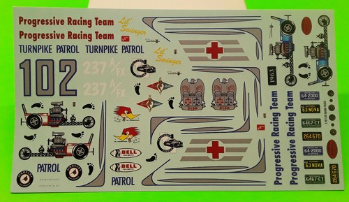 1963 Nova Chevy II Station Wagon 1/25 Decal Sheet Tony Nancy Drag Race ...