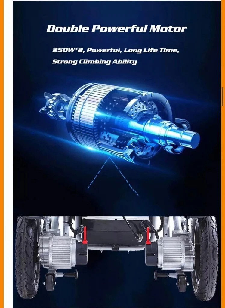 Electric Wheelchair Automatic Fold 26ah Battery 6 KMPH 500w 2 X 250w ...